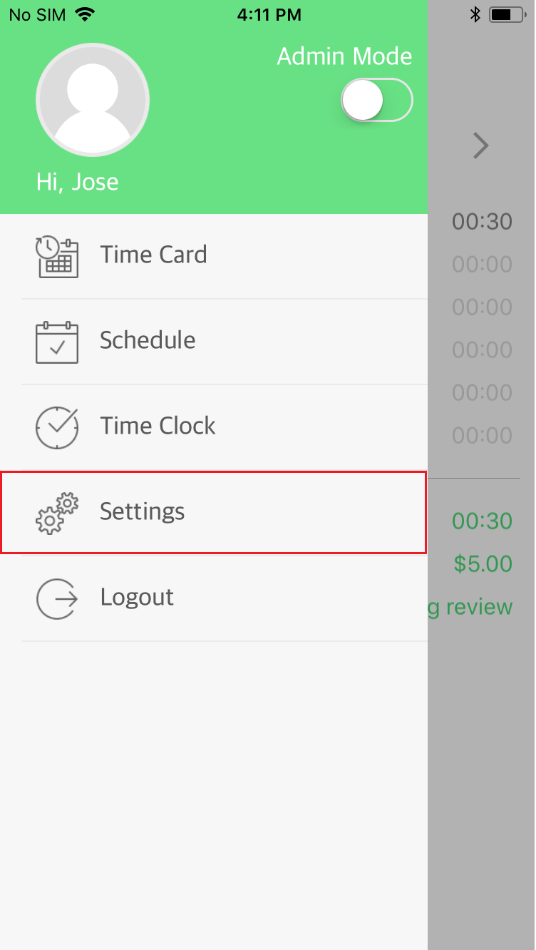 Mobile Settings – Timelogix